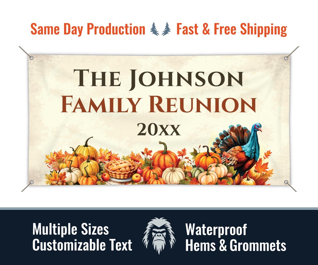 Custom Family Reunion Vinyl Banner: Thanksgiving Autumn Design - Etsy