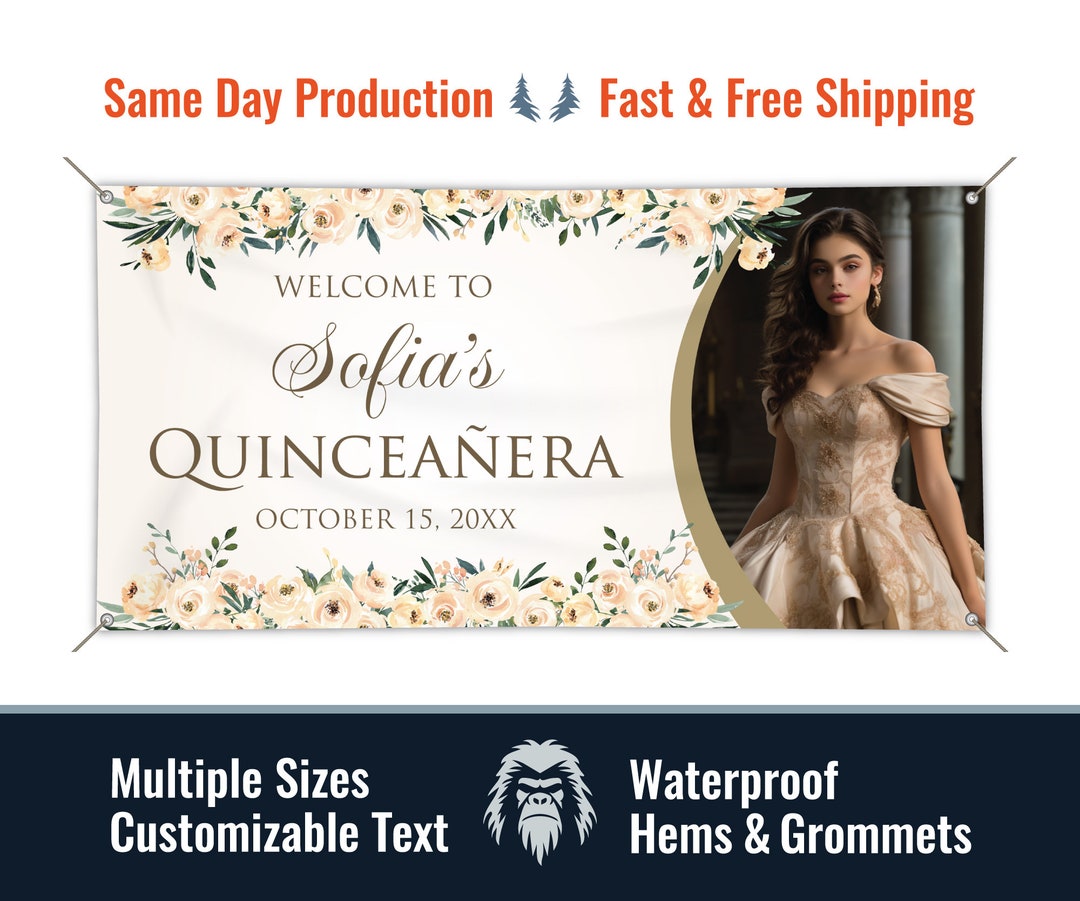 Quinceanera Birthday Custom Vinyl Banner With Photo, Fifteenth Birthday ...