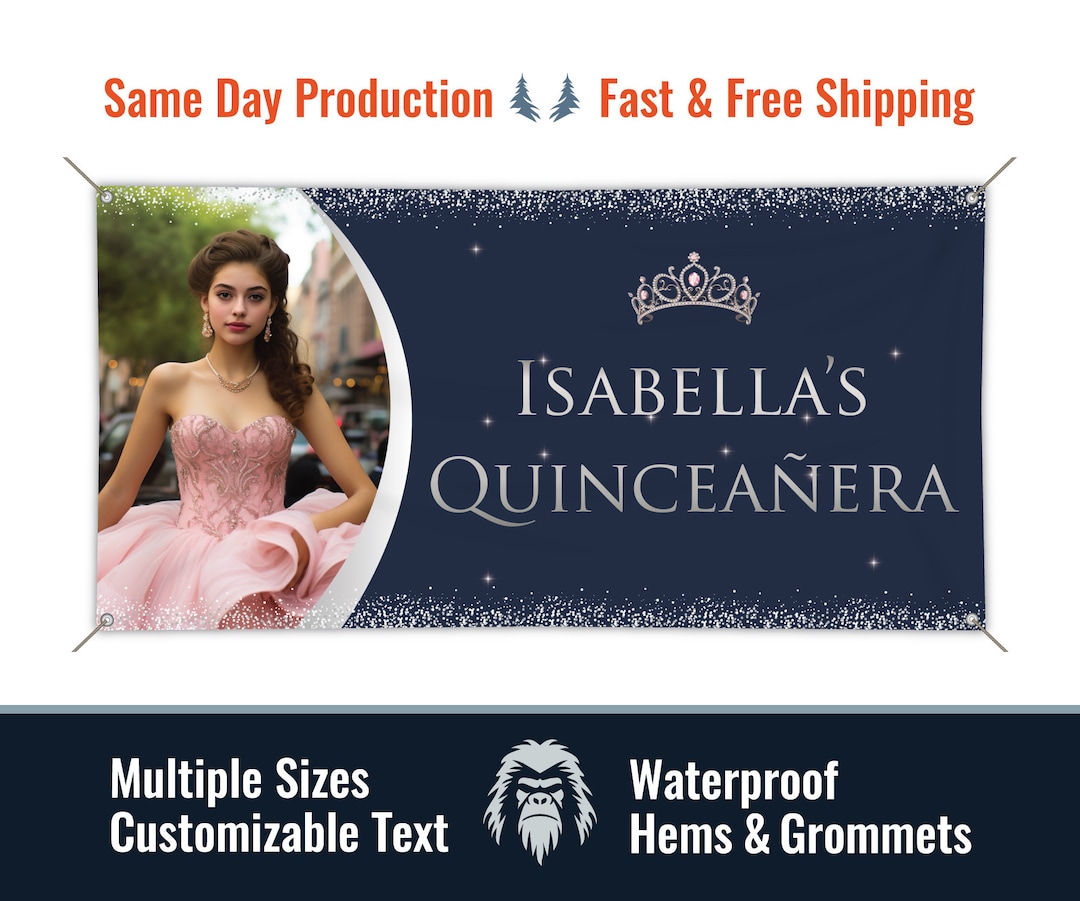 Quinceanera Birthday Custom Vinyl Banner With Photo, Fifteenth Birthday ...