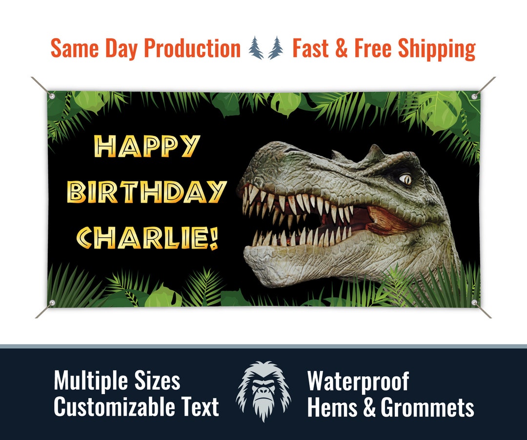 Custom Dinosaur Birthday Banner: T-rex Jungle Party Decor - Etsy