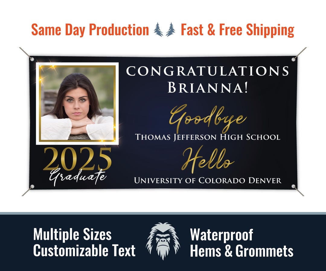 Congratulations Grad Custom Vinyl Banner With Photo, Graduation Party ...