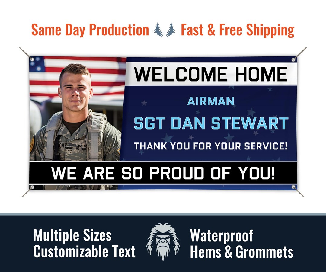 Welcome Home Airman Custom Military Vinyl Banner With Photo, US Air ...