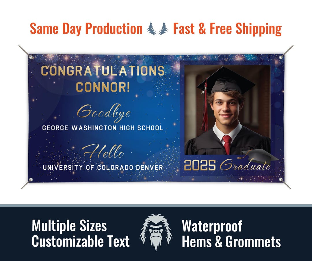 Custom Graduation Photo Vinyl Banner: Waterproof, Hemmed Edges - Etsy