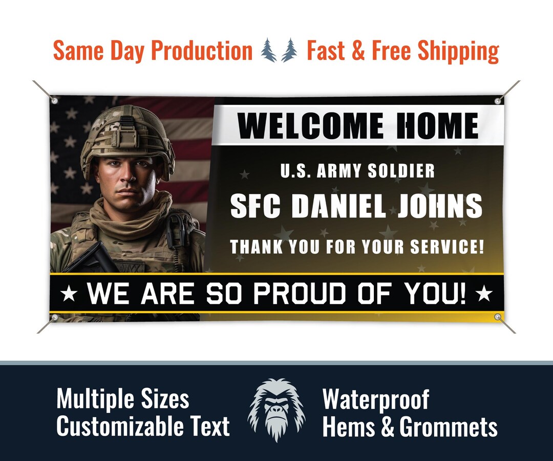 Welcome Home US Army Soldier Custom Military Vinyl Banner With Photo ...