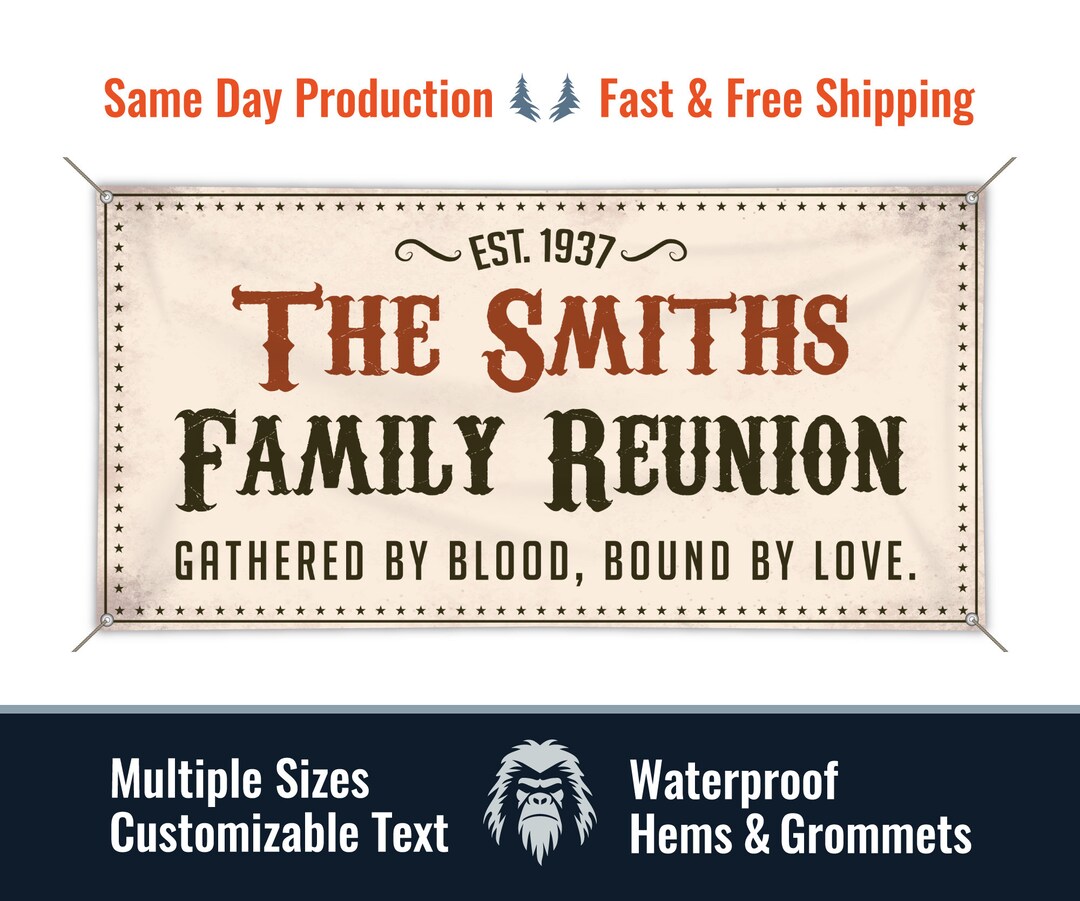 Custom Family Reunion Vinyl Banner: Waterproof, Hemmed, Grommets - Etsy