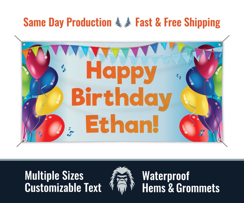 Custom Happy Birthday Vinyl Banner: Waterproof, Hemmed Edges - Etsy