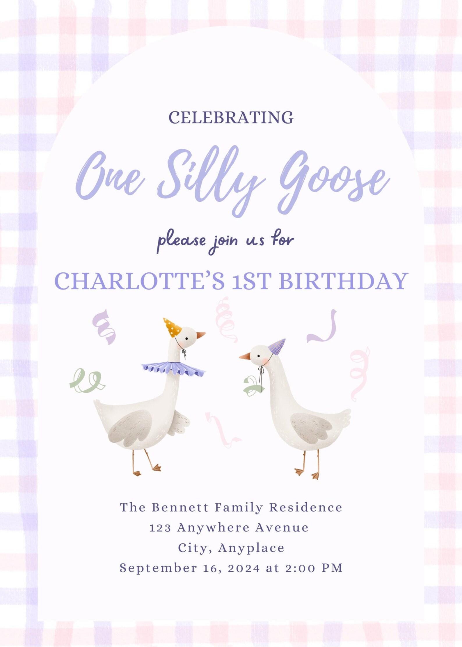 One Silly Goose Birthday Invitation Template - Etsy