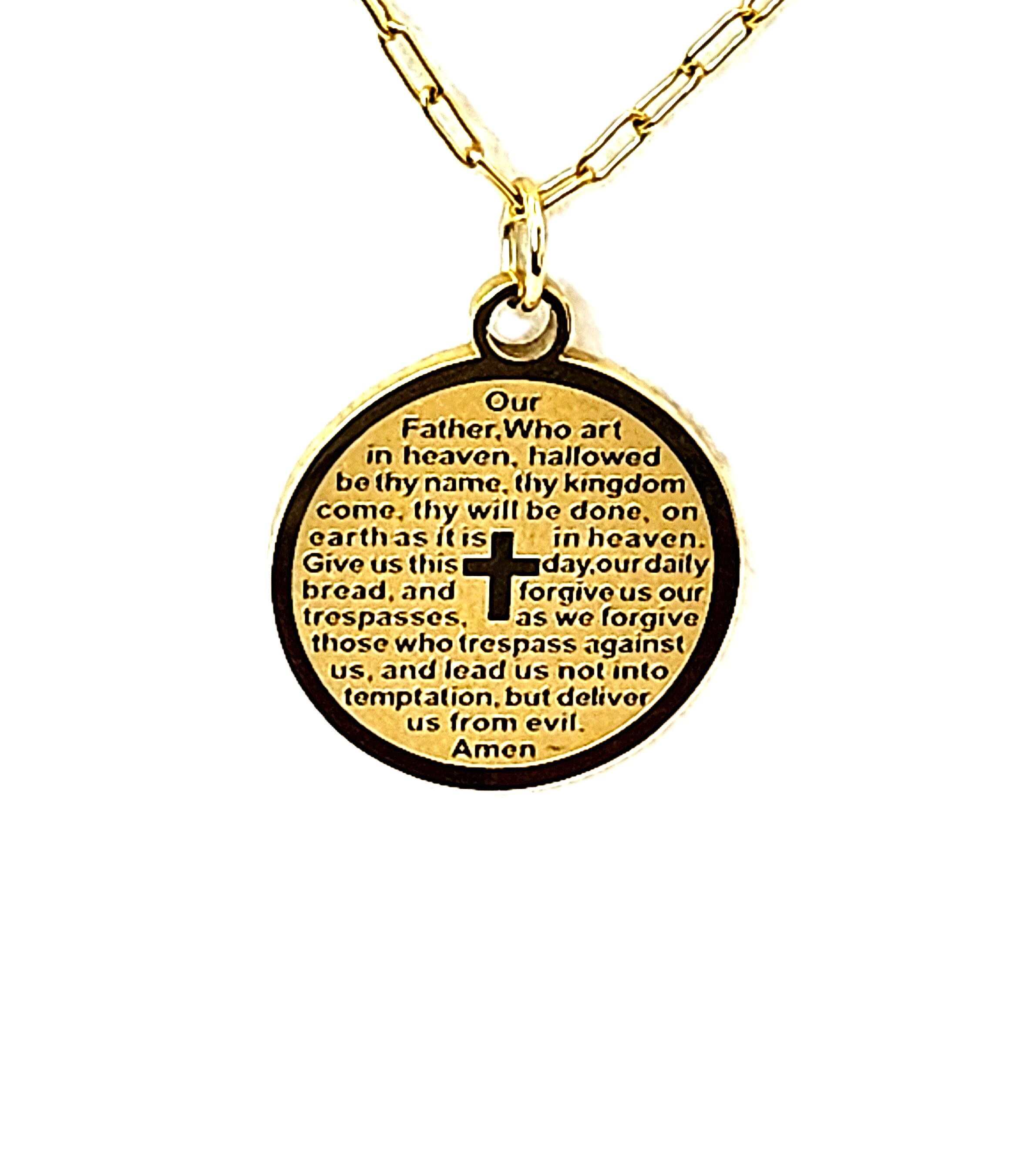 Lord's Prayer Cross Necklace Pendant Handmade Gold-plated Stainless ...