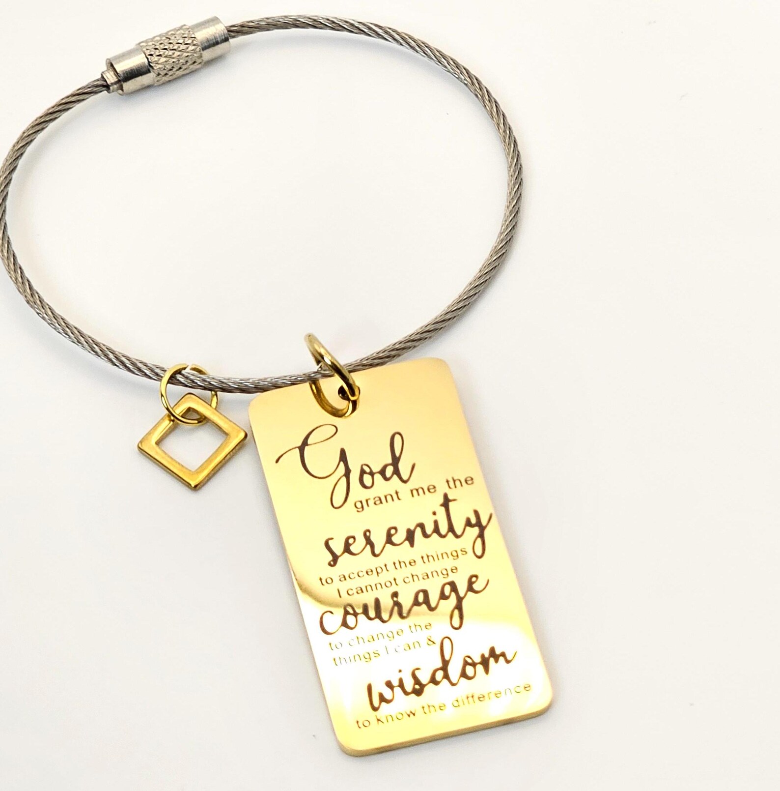Gold Serenity Prayer Keychain - NA Recovery Gift - Etsy