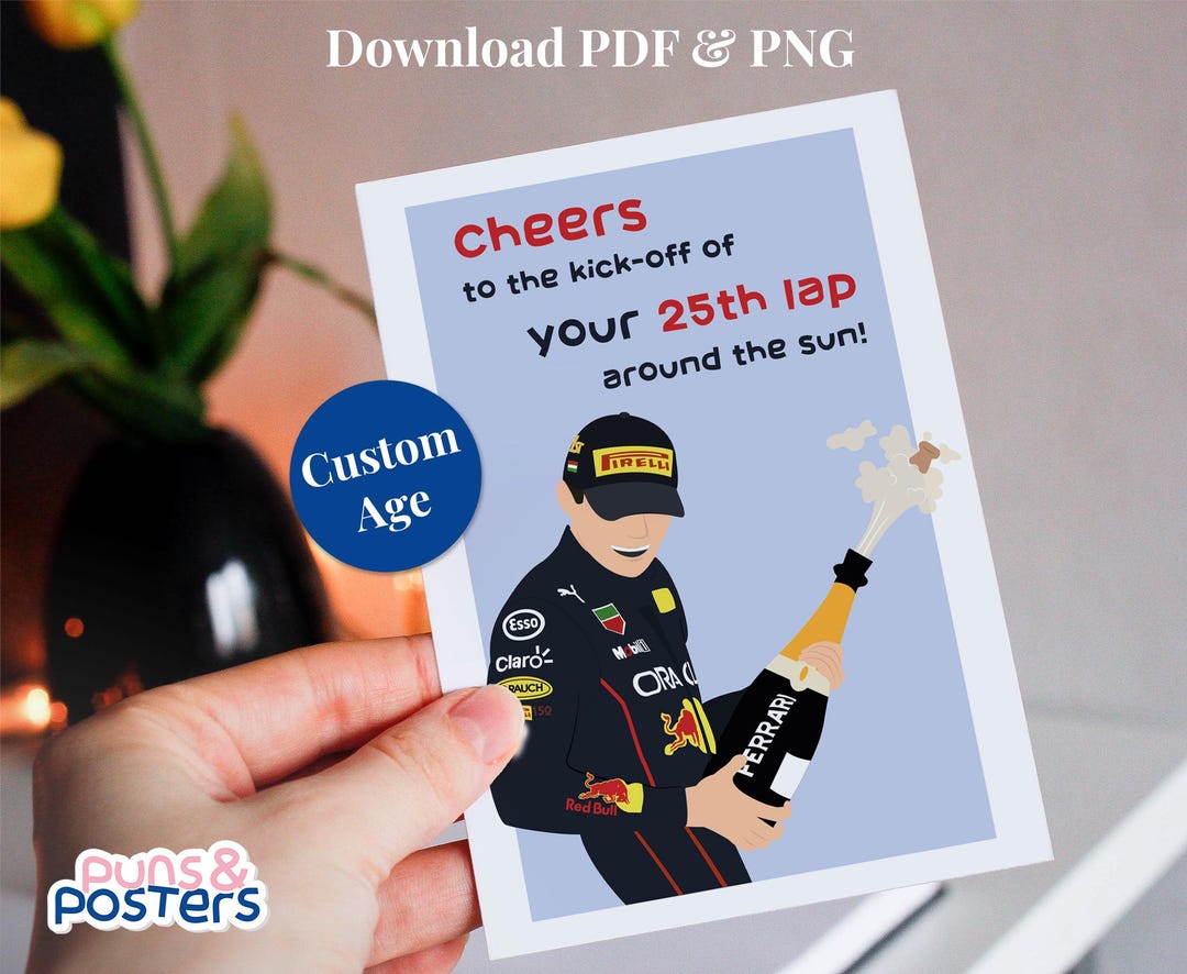 Customizable Formula 1 Birthday Card With Max Verstappen | Digital ...