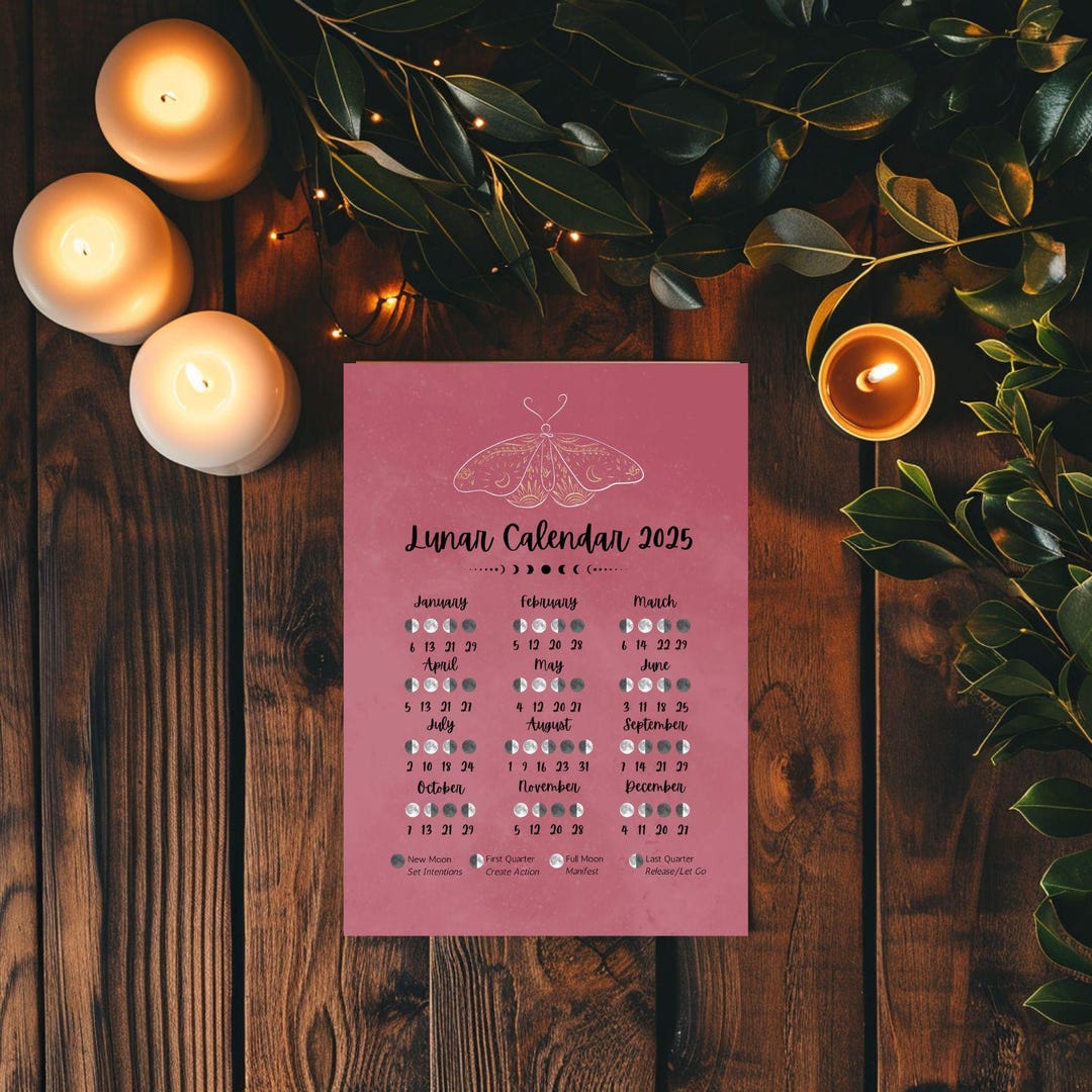 2025 Lunar Calendar Printable Download, Pagan Calendar, Wiccan Calendar ...