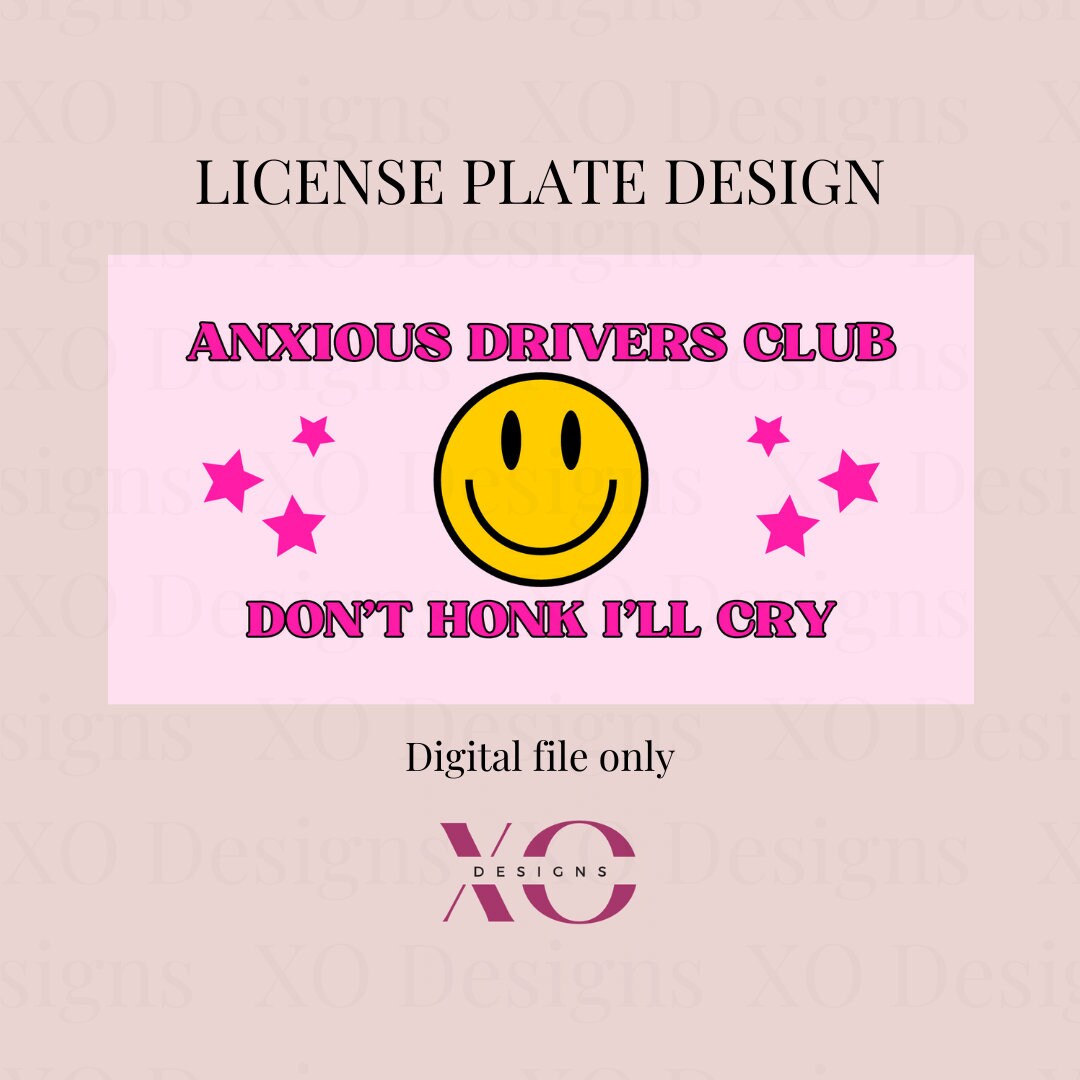 Anxious Drivers Club License Plate PNG Design Sublimation Design Car ...