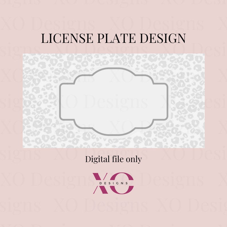 Grey Leopard Monogram License Plate PNG Design Sublimation Design Car ...