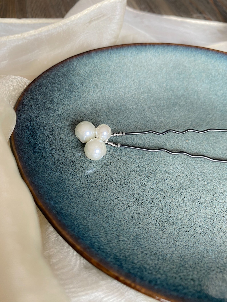 Little Bridal Hair Pin With Pearls, Simple Wedding Accessory, Small ...