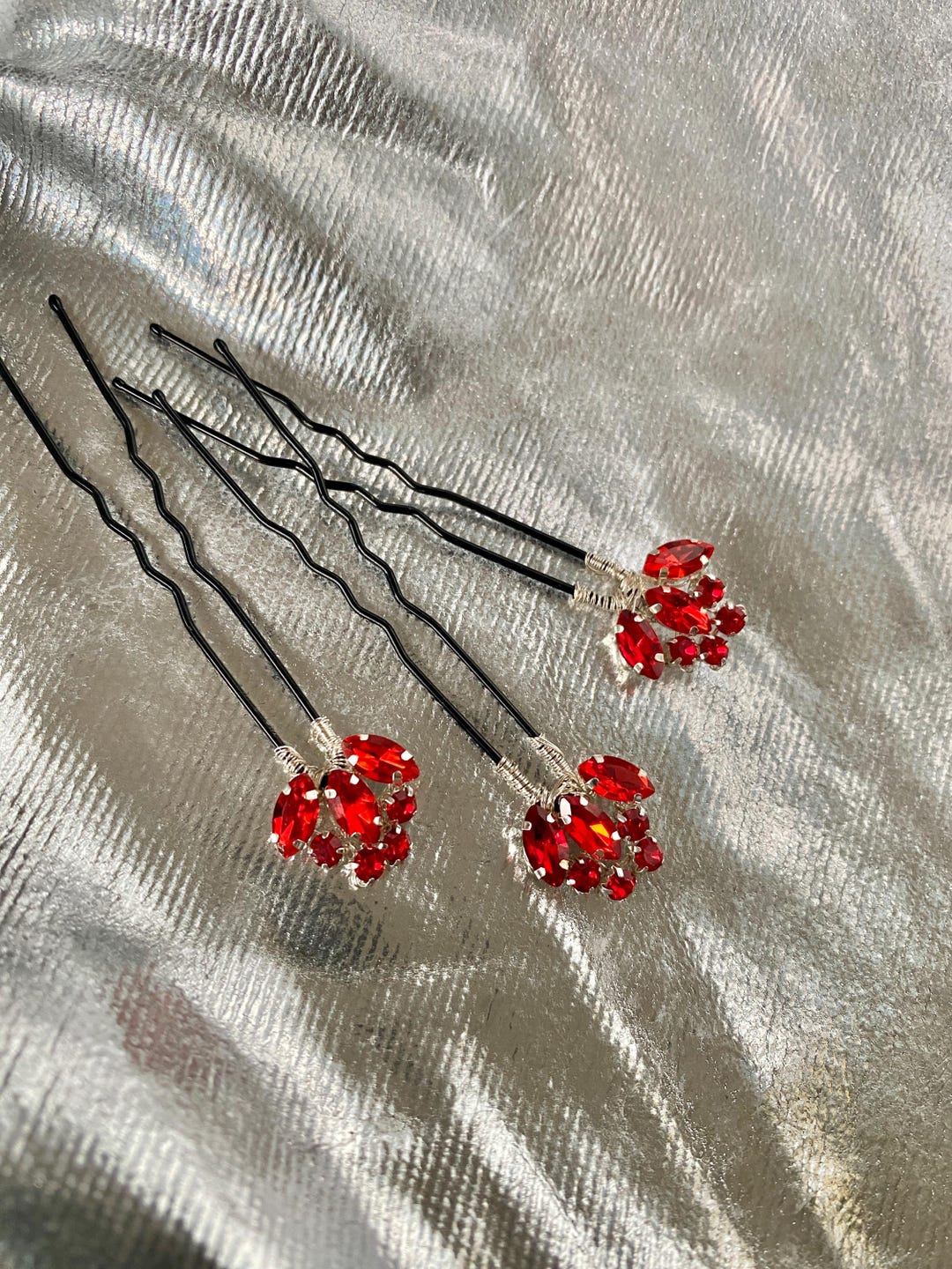 Small Red Hair Pin for Bride, Minimalist Red Hair Pin, Minimalist Hair ...