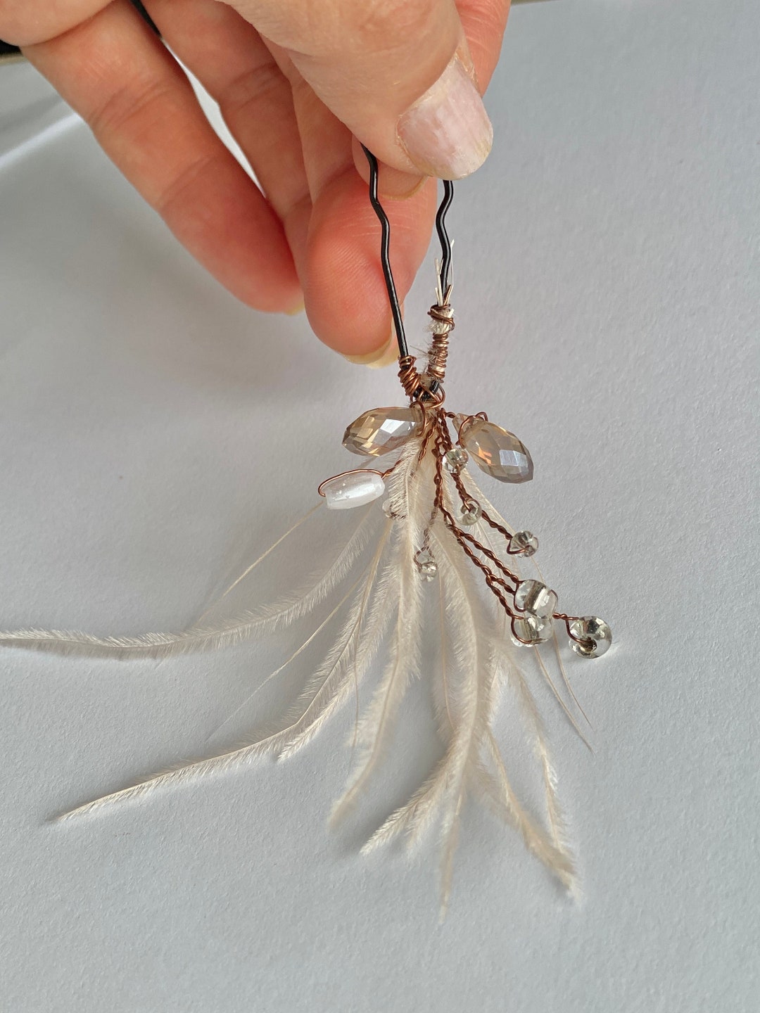 Ostrich Feather Headwear for Bride, Wedding Hair Pin With Feathers ...