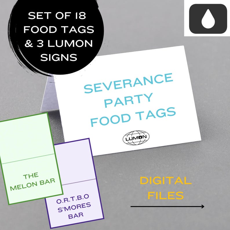 Severance Party, Lumon Food Tags, Severance Party Signs, Funny ...