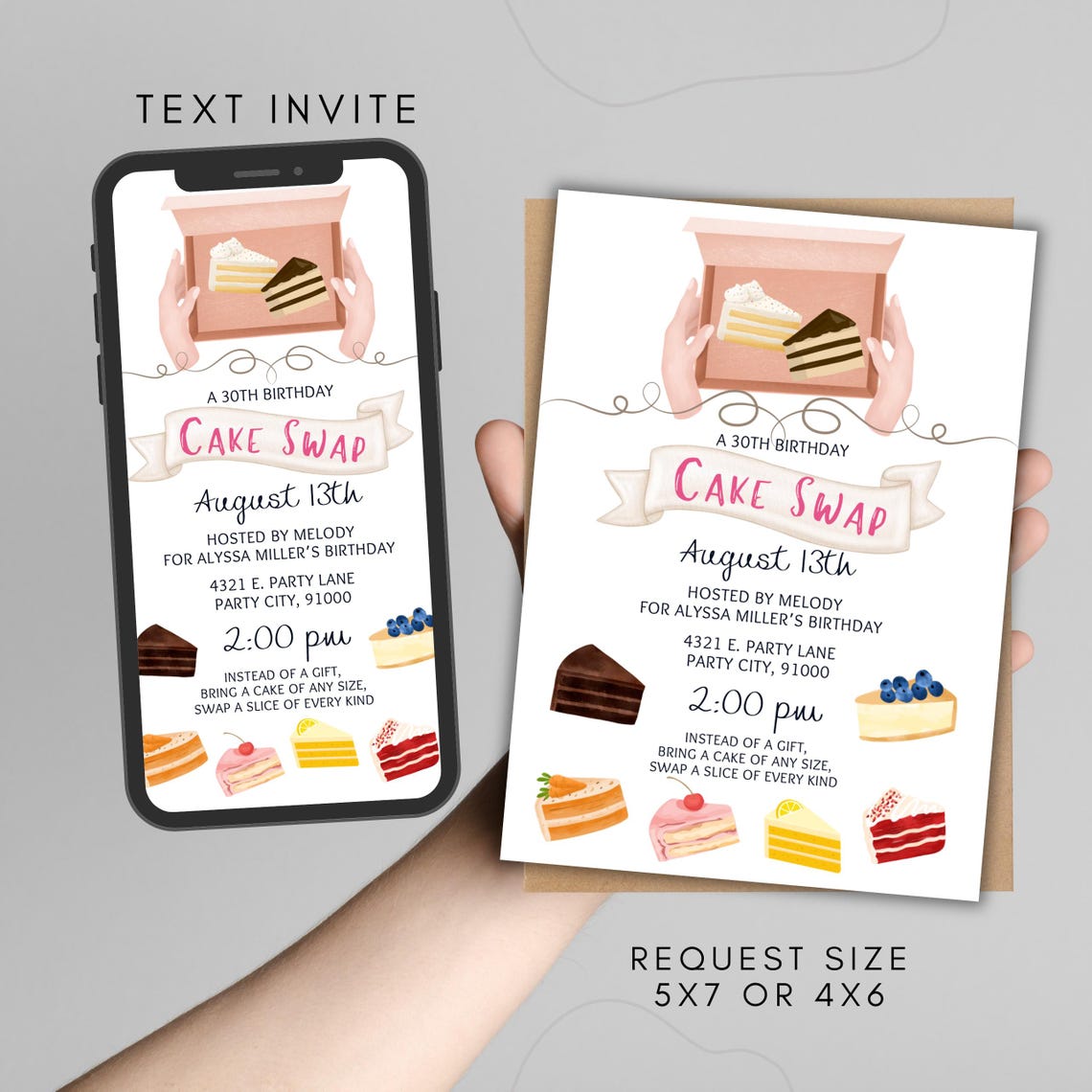 Cake Swap Birthday Invitation, Cake Exchange Birthday Party, 30th ...