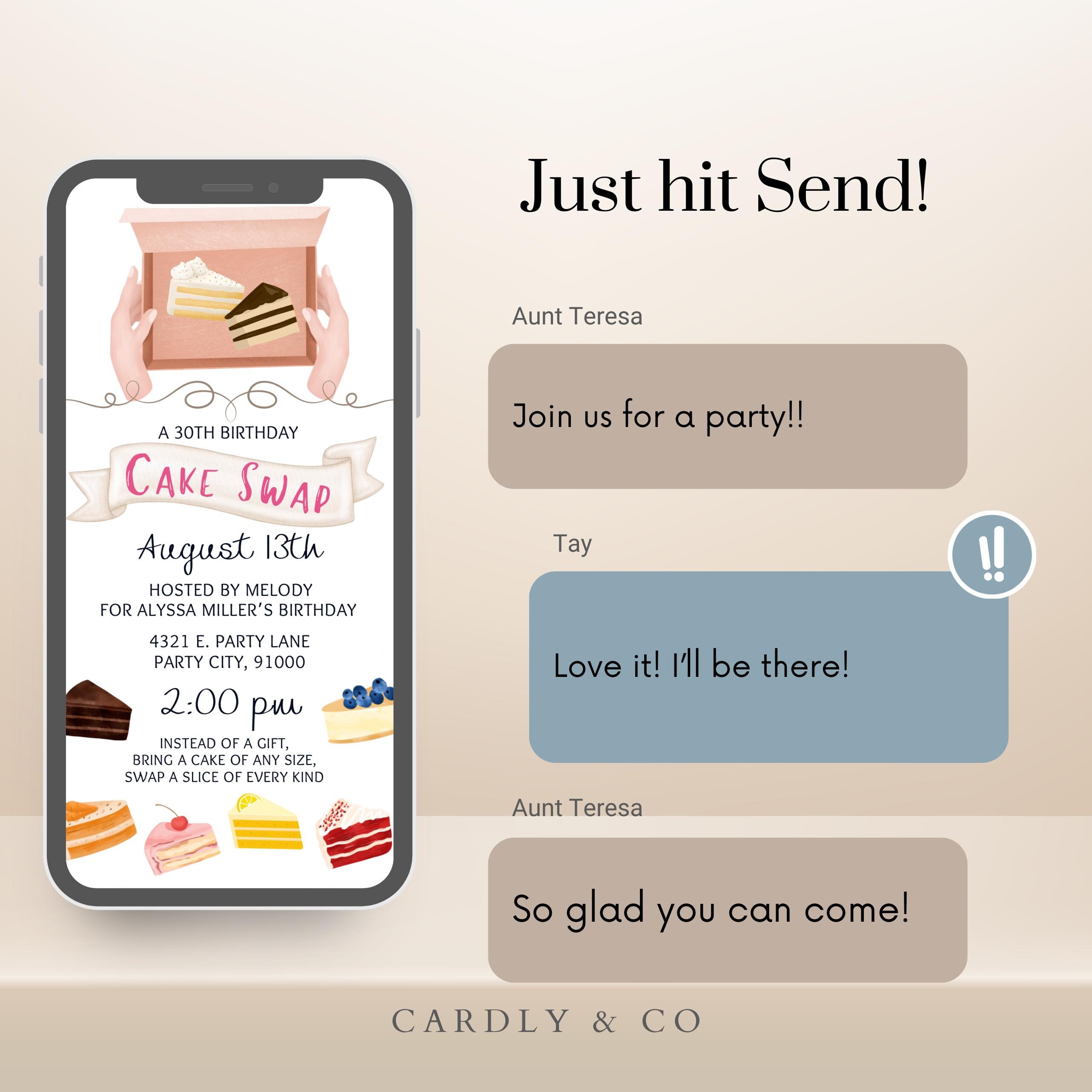 Cake Swap Birthday Invitation, Cake Exchange Birthday Party, 30th ...