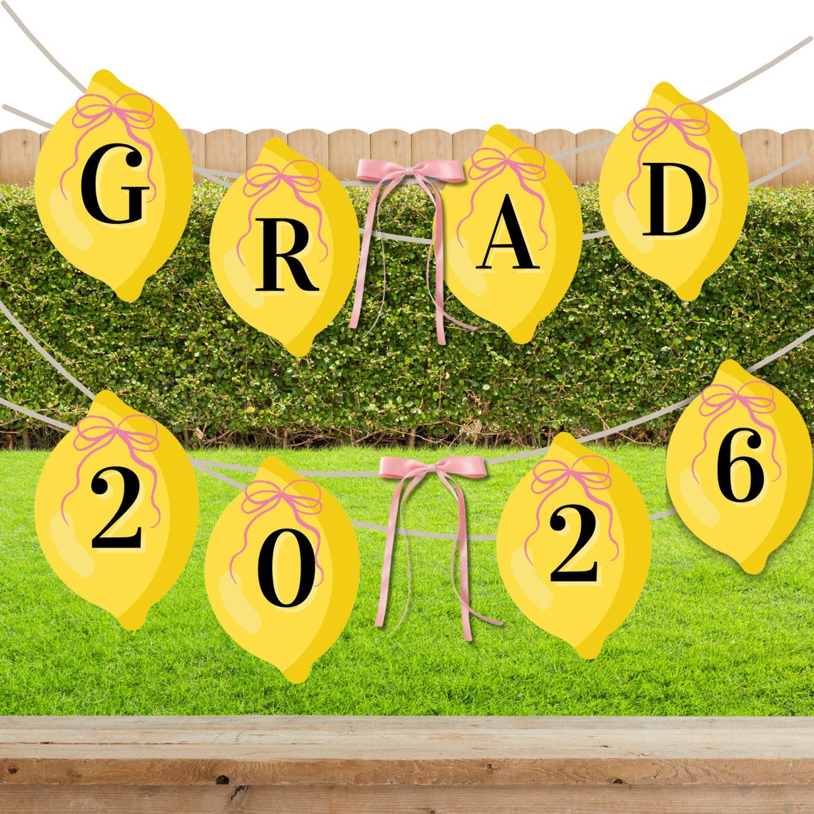 Freshly Graduated Banner, Lemon Bow Graduation Banner, Graduation 2026 ...