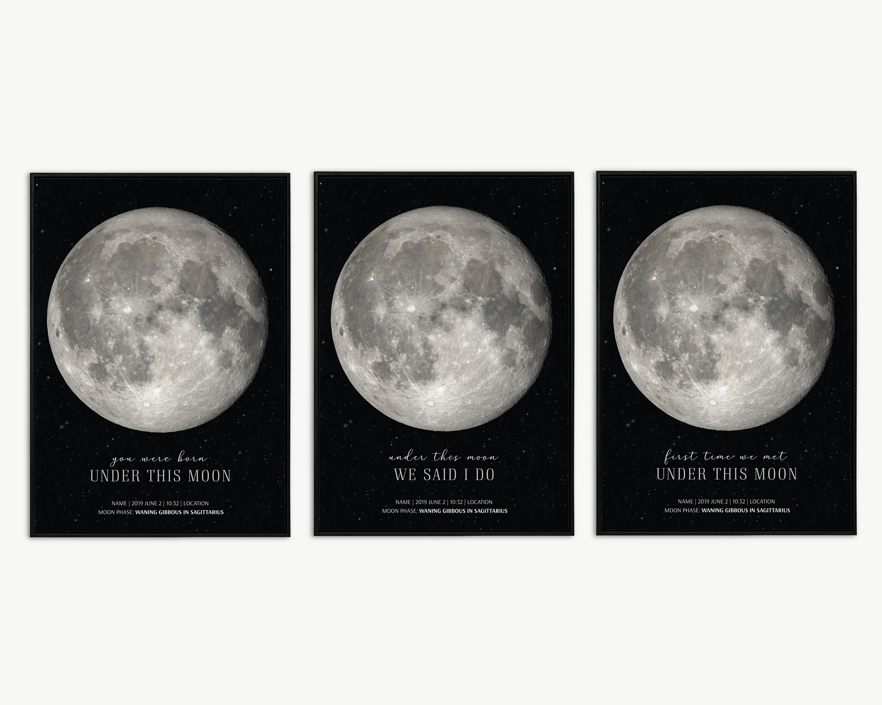 Personalized Gift Custom Moon Phase Custom Moon Phase Print Poster Moon ...