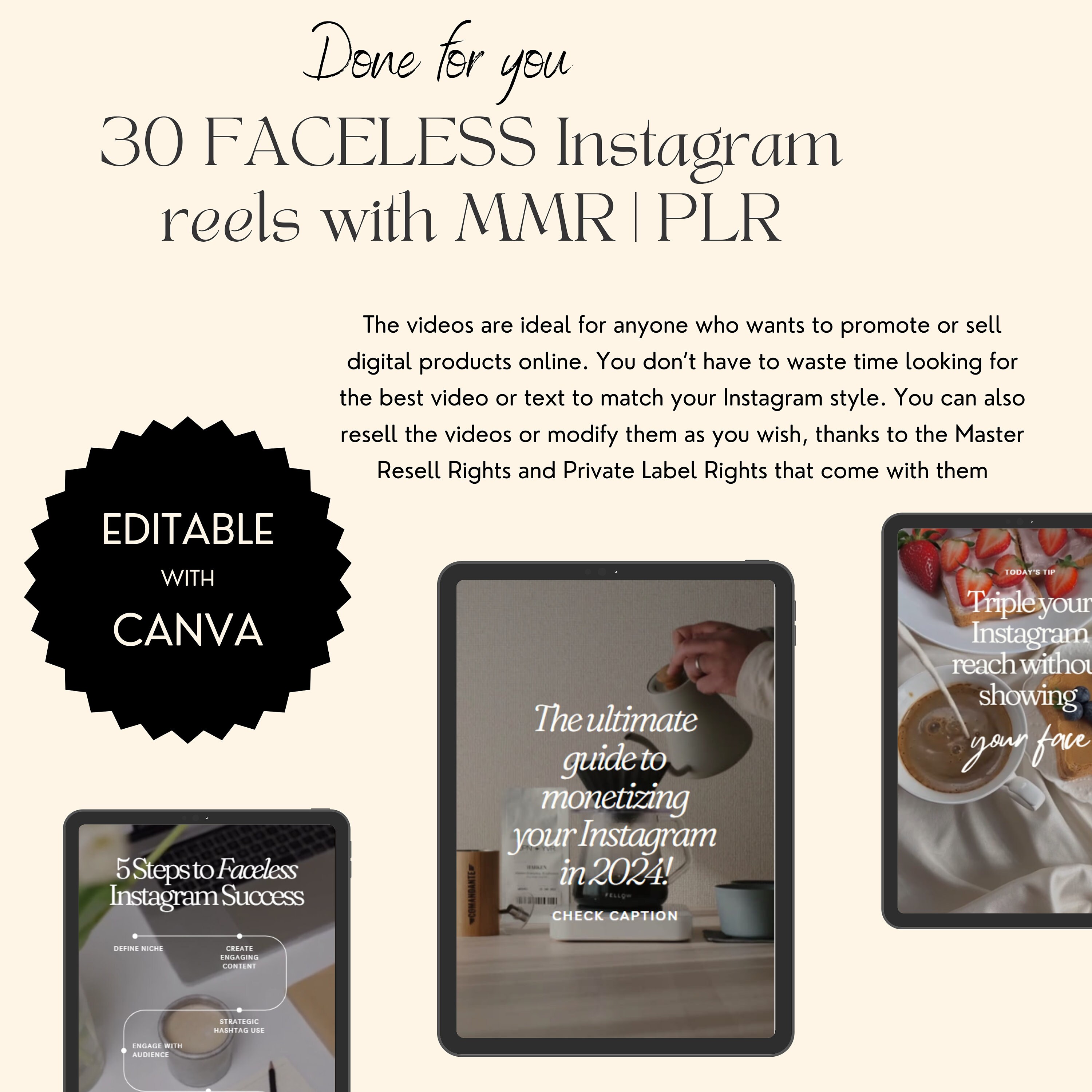 Faceless Digital Marketing Faceless Videos Faceless Reels Content Master Resell Rights Faceless ...