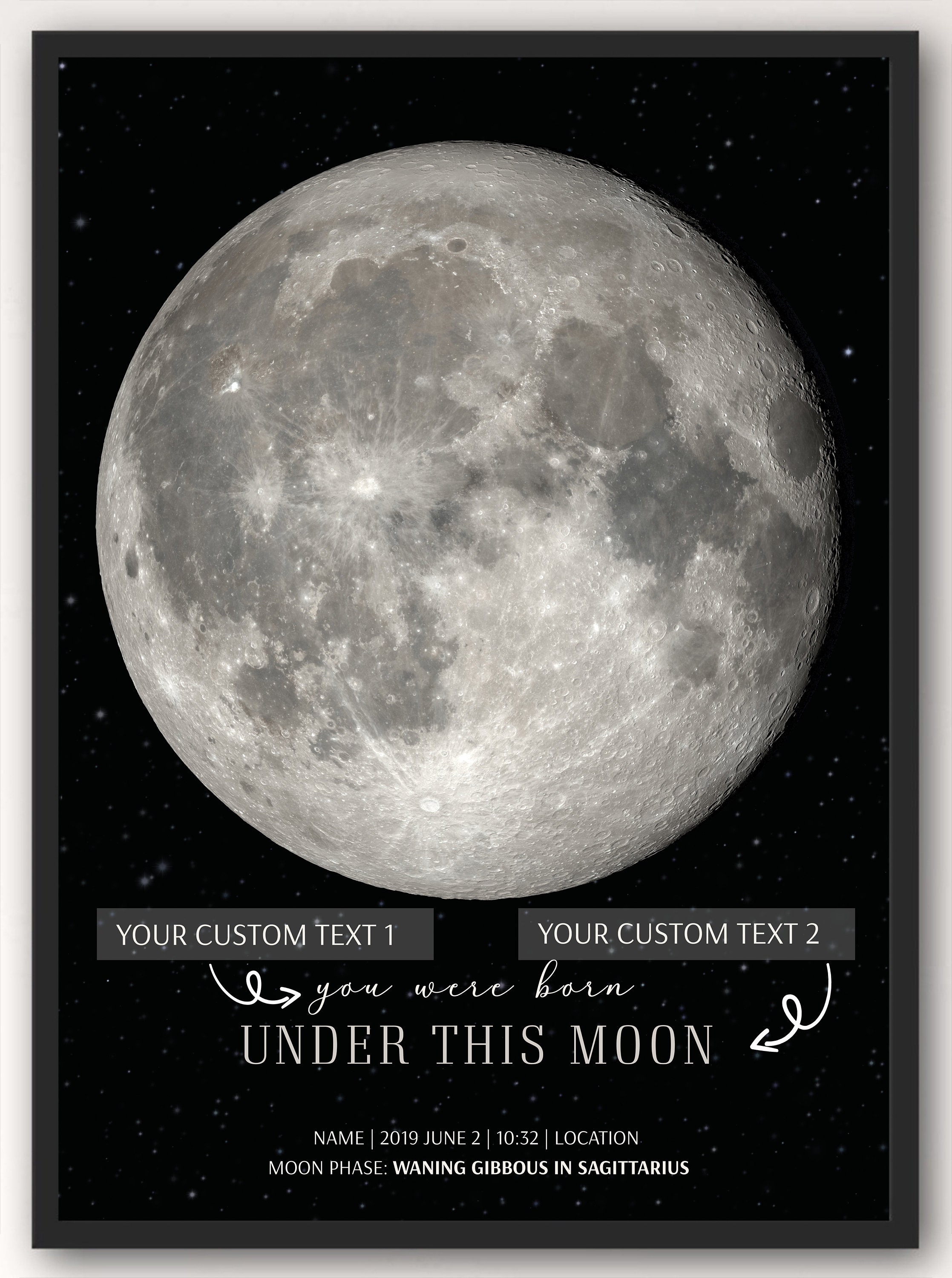 Personalized Gift Custom Moon Phase Custom Moon Phase Print Poster Moon ...