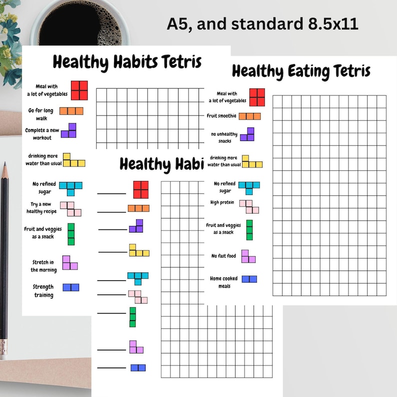 Printable Healthy Habits Challenge Tracker, Healthy Eating and Workout ...