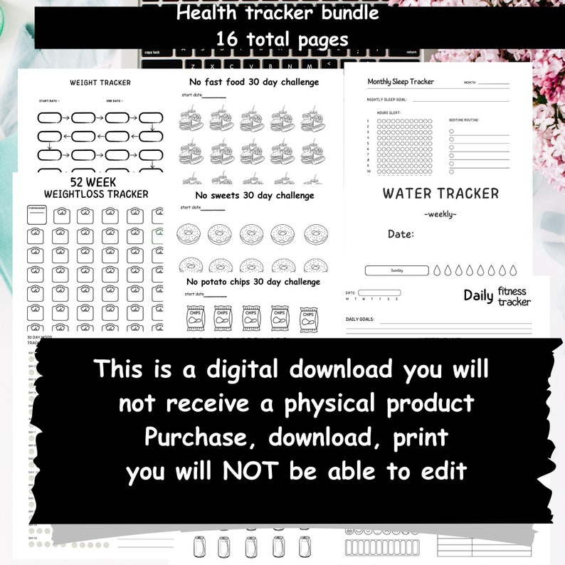 Healthy Habits Tracker Bundle, Printable Health Planner 2025, Health ...