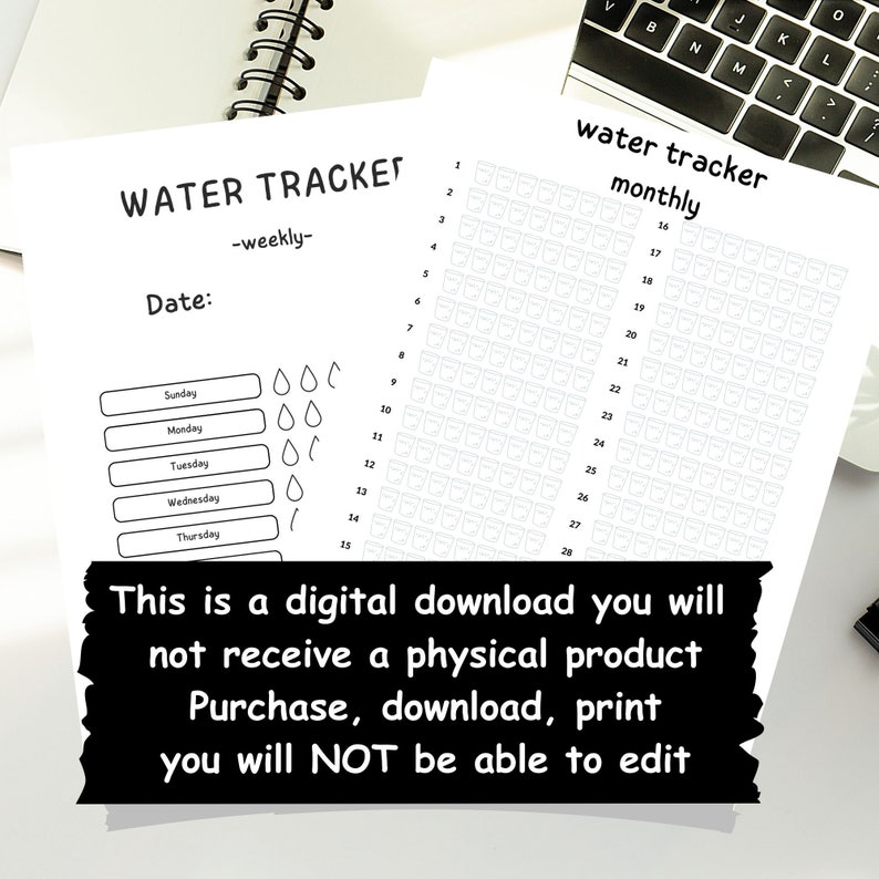 Water Tracker, Printable Monthly and Weekly Water Tracker, Hydration ...