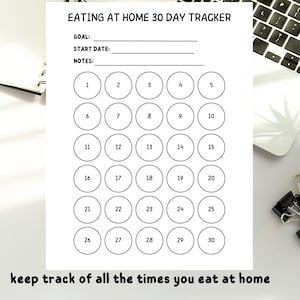 Printable Monthly Food Expense Tracker, Eating at Home 30 Day Tracker ...