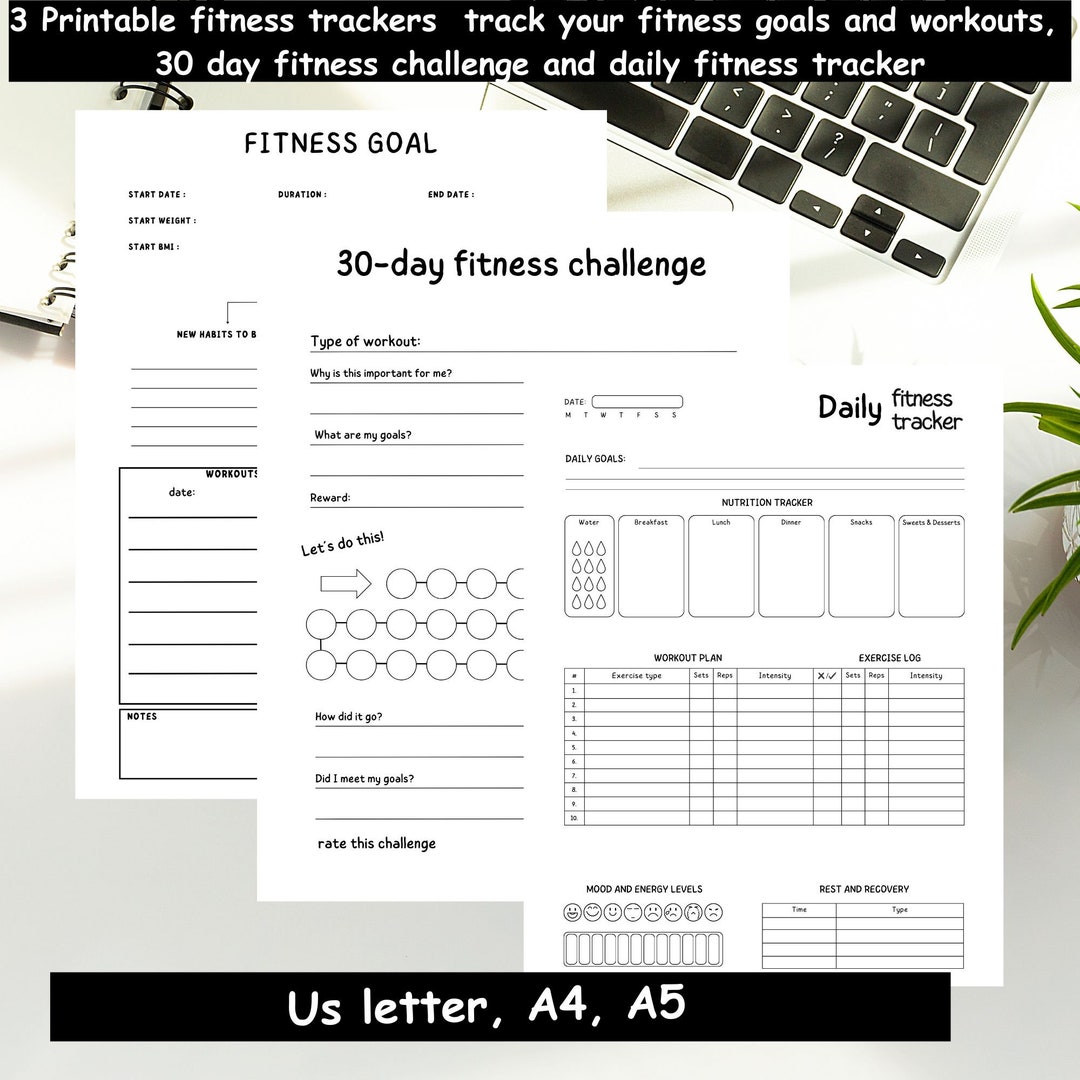Printable Fitness Tracker, Daily Fitness Log, 30 Day Fitness Challenge ...