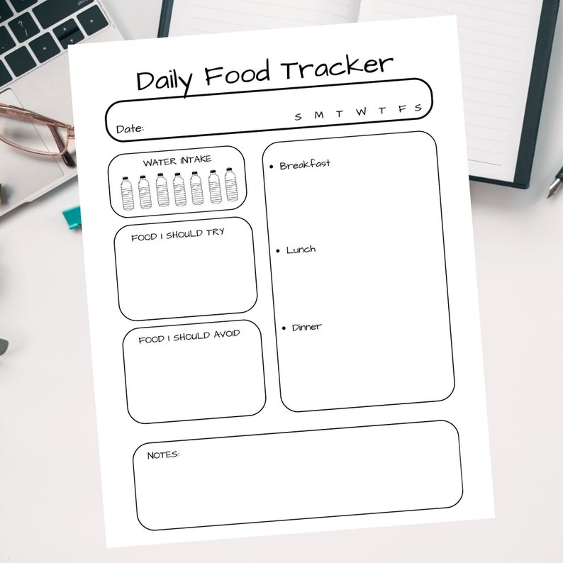 Printable Food Tracker, Meal Planner, Printable Grocery List, Weekly ...