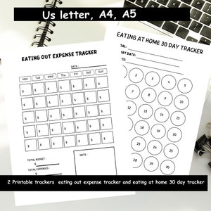 Printable Monthly Food Expense Tracker, Eating at Home 30 Day Tracker ...