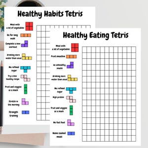 Printable Healthy Habits Challenge Tracker, Healthy Eating and Workout ...