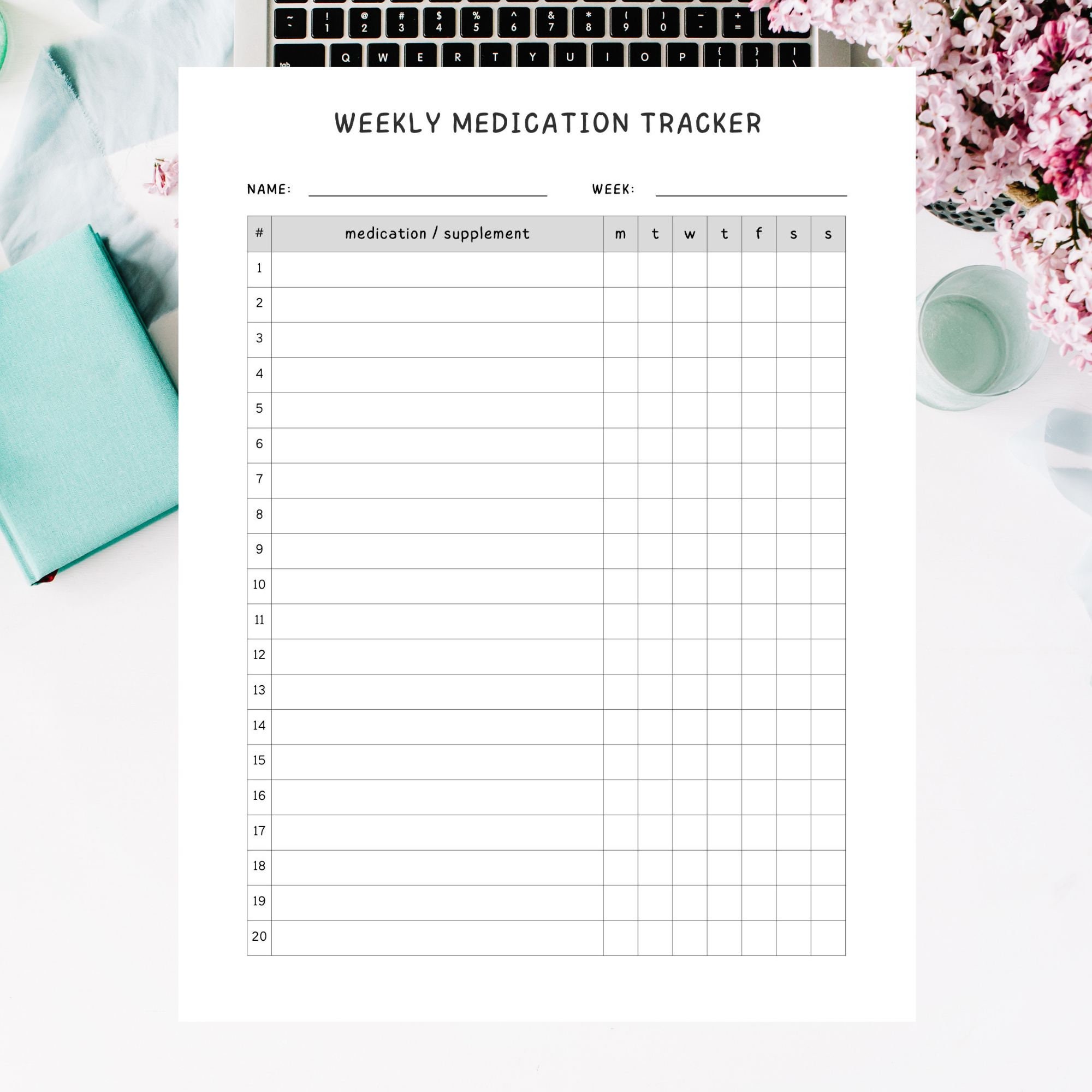 Printable Medical Form, Weekly Medication Tracker, Doctor Appointment ...