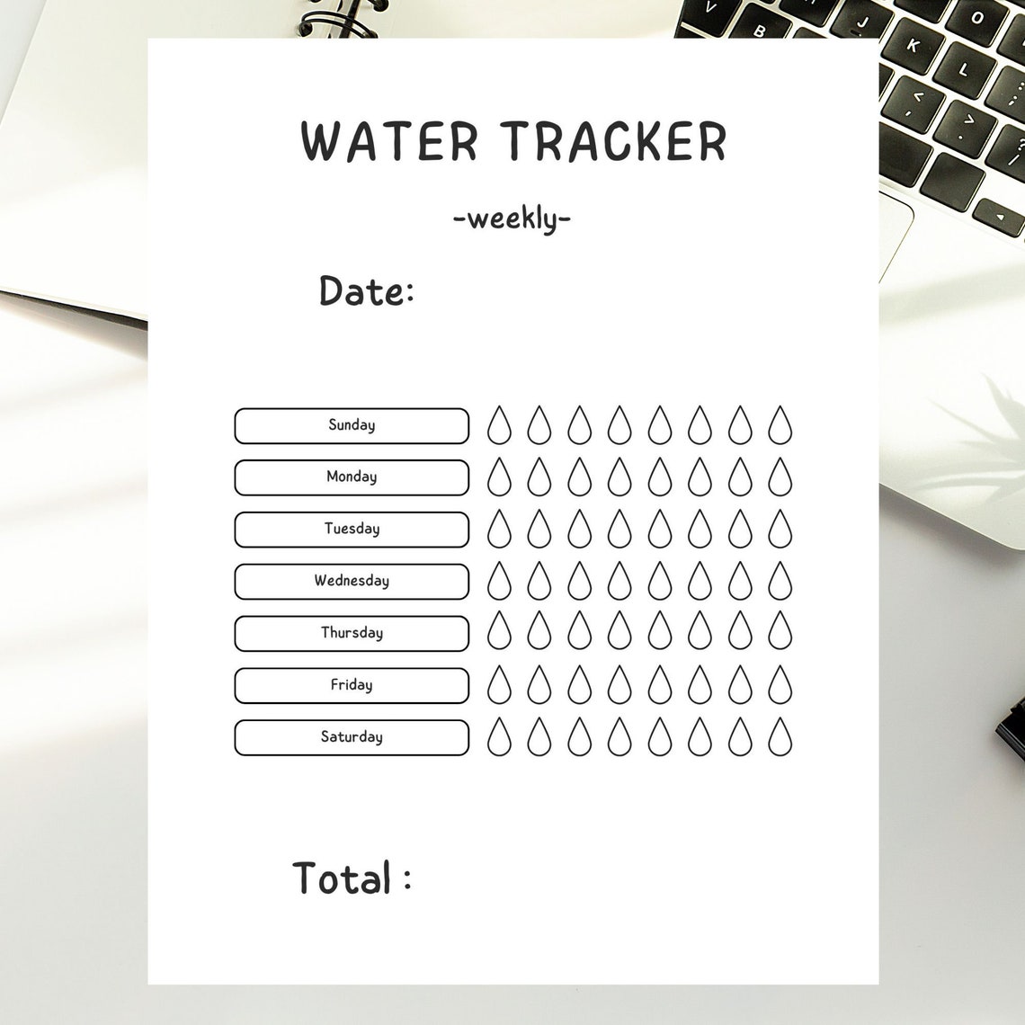 Water Tracker, Printable Monthly and Weekly Water Tracker, Hydration ...