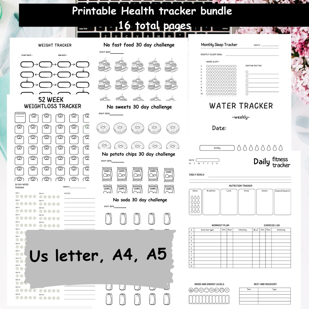 Healthy Habits Tracker Bundle, Printable Health Planner 2025, Health ...