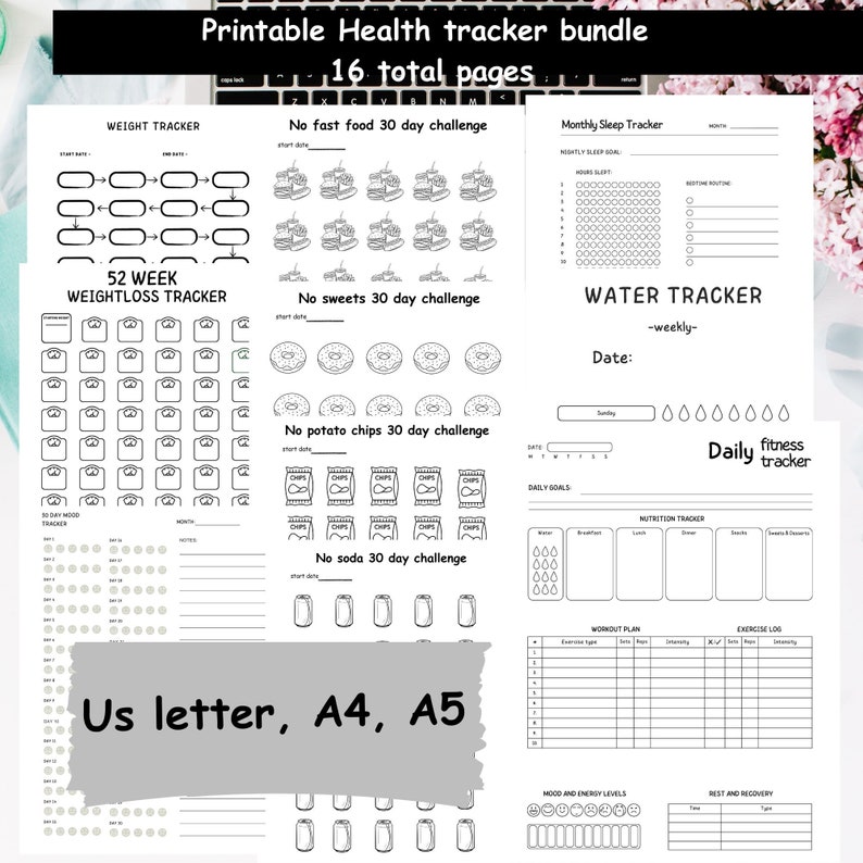 Healthy Habits Tracker Bundle, Printable Health Planner 2025, Health ...