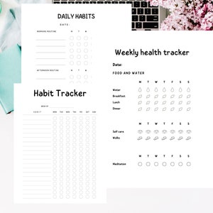 Healthy Habits Tracker Bundle, Printable Health Planner 2025, Health ...