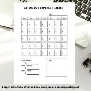Printable Monthly Food Expense Tracker, Eating at Home 30 Day Tracker ...
