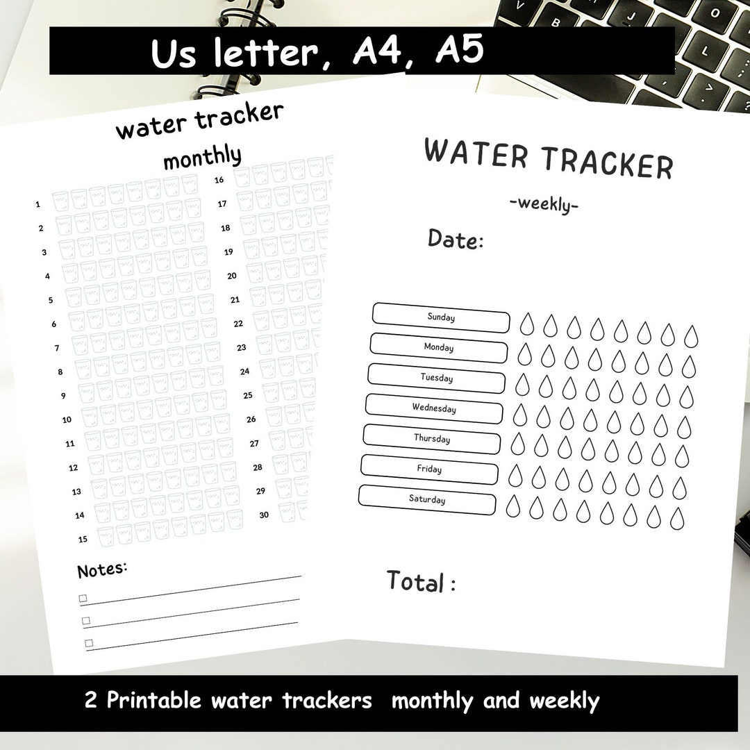 Water Tracker, Printable Monthly and Weekly Water Tracker, Hydration ...