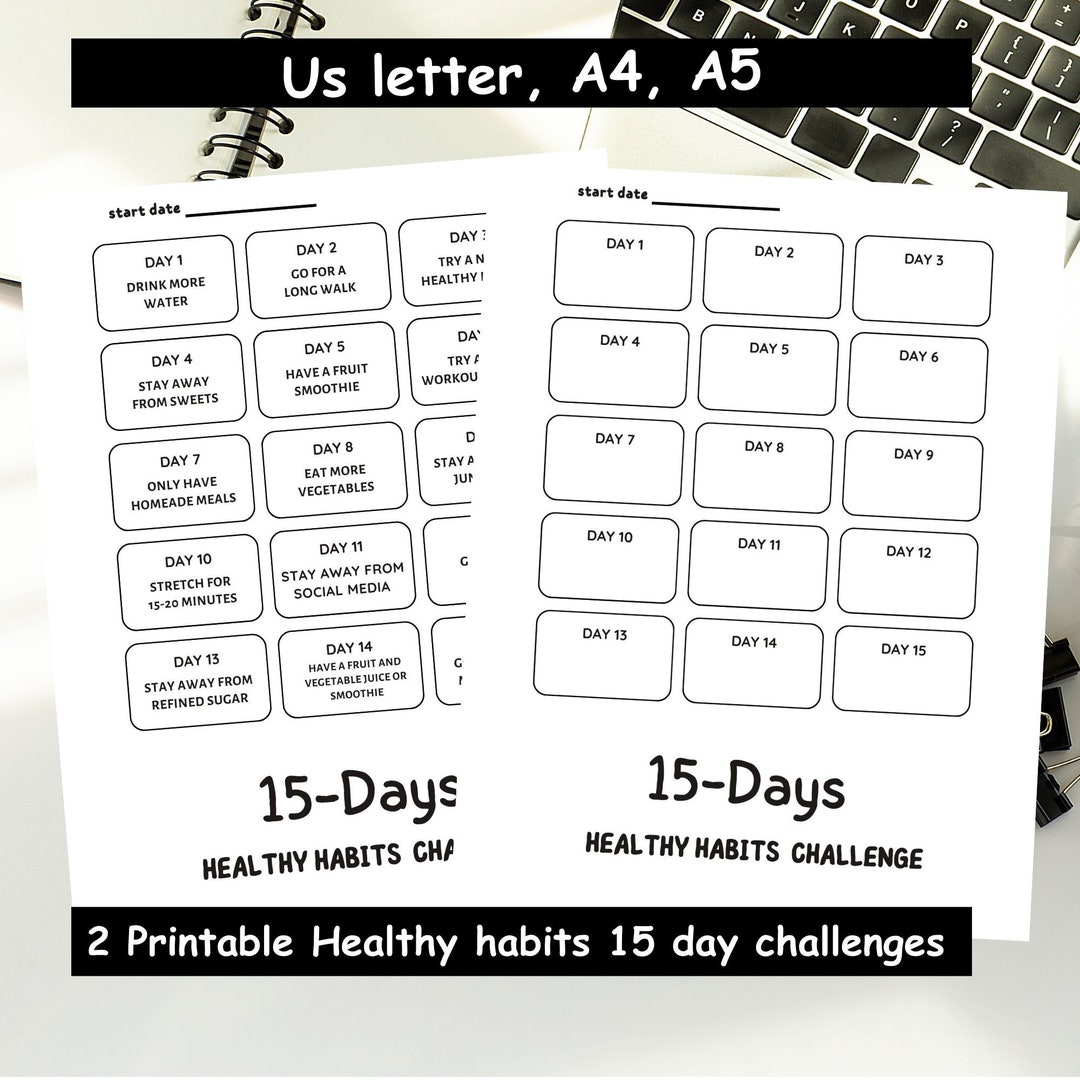 Printable Healthy Habits Challenge, Healthy Habits Tracker, 15 Day ...