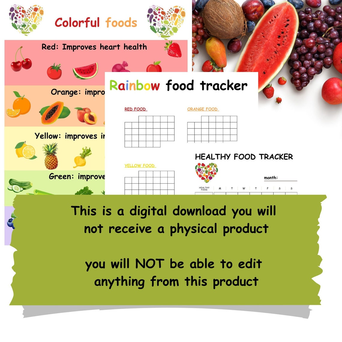 Eat the Rainbow Food Chart, Rainbow Food Tracker and Checklist ...