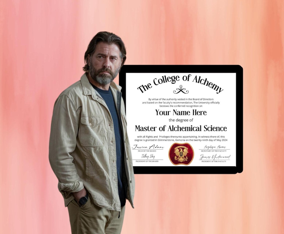 Alchemy University Diploma With Gold Seal, Printable, Replica, Degree ...