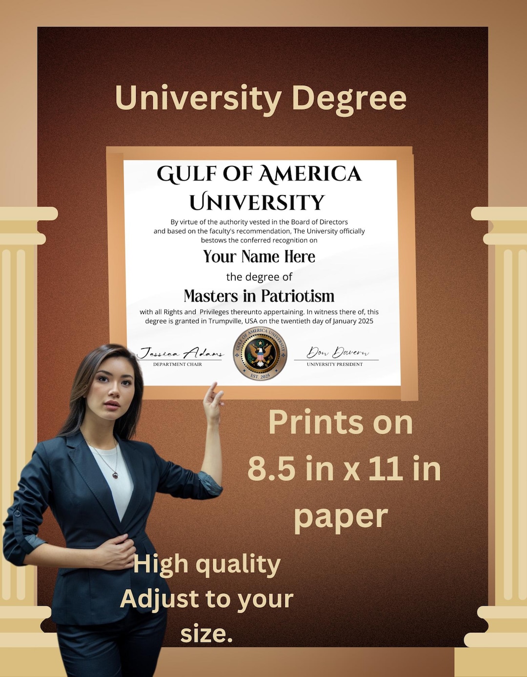 Gulf Diploma, Gulf of America University, With Gold Seal, Printable ...