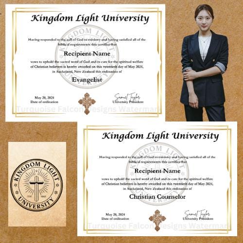 Religious Certificate, Diploma, Degree, Fictitious, for Framing, in ...