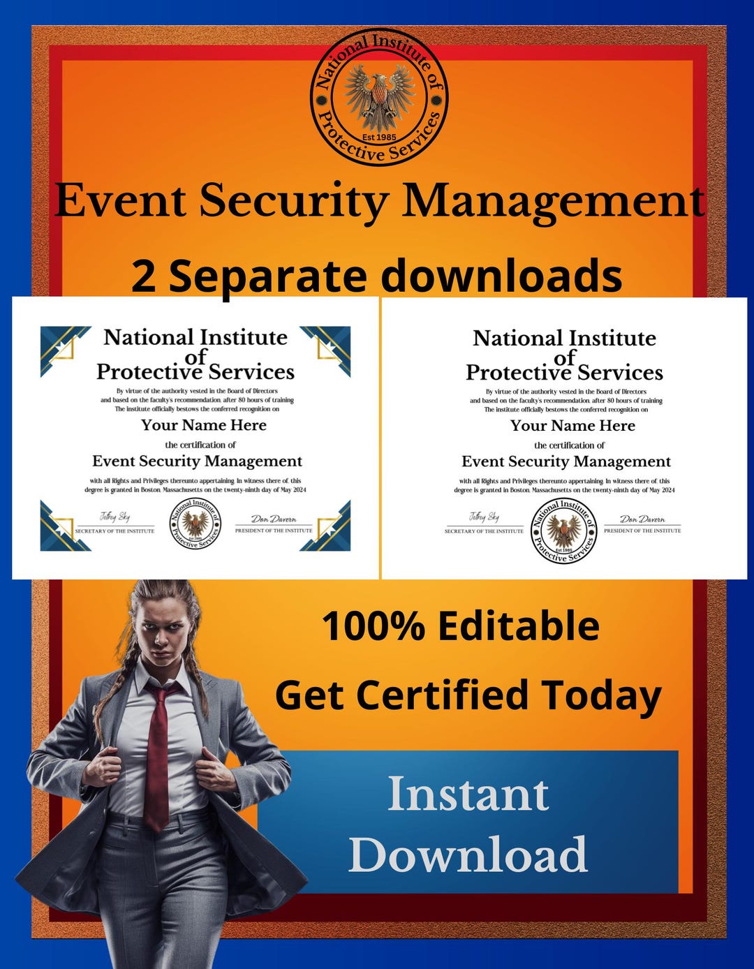 Event Security Certificates, Certificate of Training, School Seal ...