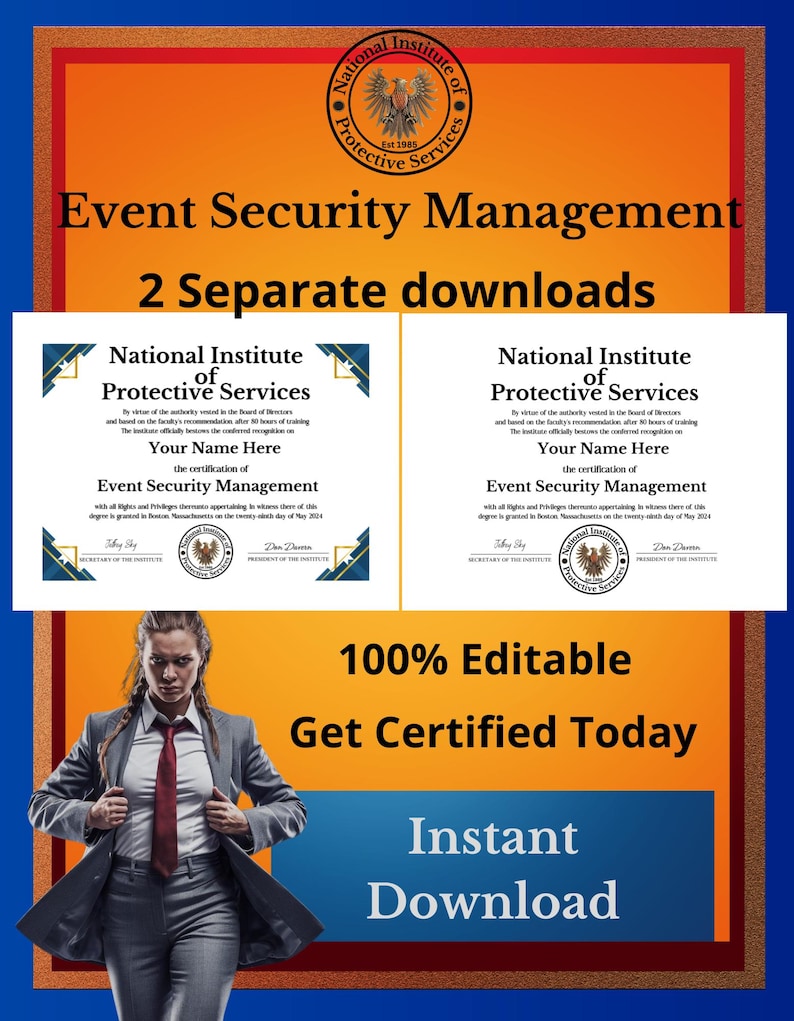 Event Security Certificates, Certificate of Training, School Seal ...