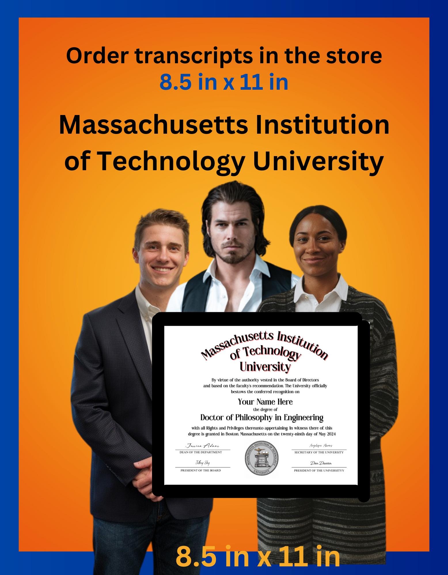 Massachusetts Institution of Technology, Diploma With School Seal ...